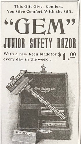 Antique 1906 GEM Cutlery Company Junior Safety Razor Vtg Print Ad~Xmas ...