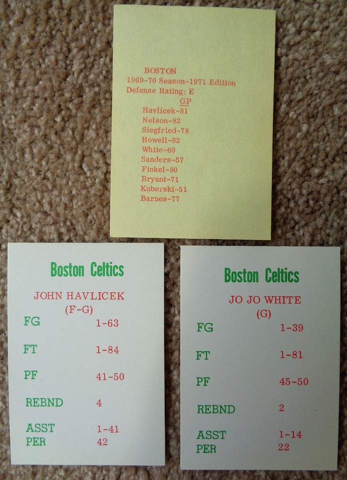 Negamco BOSTON CELTICS 1969-70 Team 11 CARD SET John Havlicek Jo Jo ...