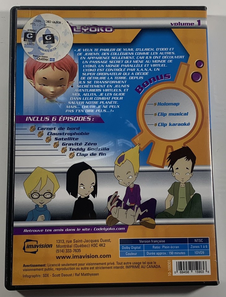 Code Lyoko Volume 1, Collège Kadic: Danger Immédiat! (French Version DVD) 69458159036 | eBay