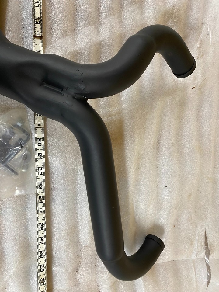 Black 2 into 1 Lake Turn out Exhaust Pipe Harley Chopper Softail FLH ...