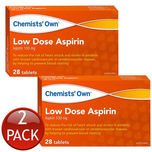 2 x Chemists' Own Low Dose Aspirin Inhibits Blood Clot Enteric Coated ...