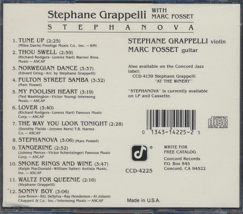 CD Stephane Grappelli, Mark Fosset - Stephanova | eBay