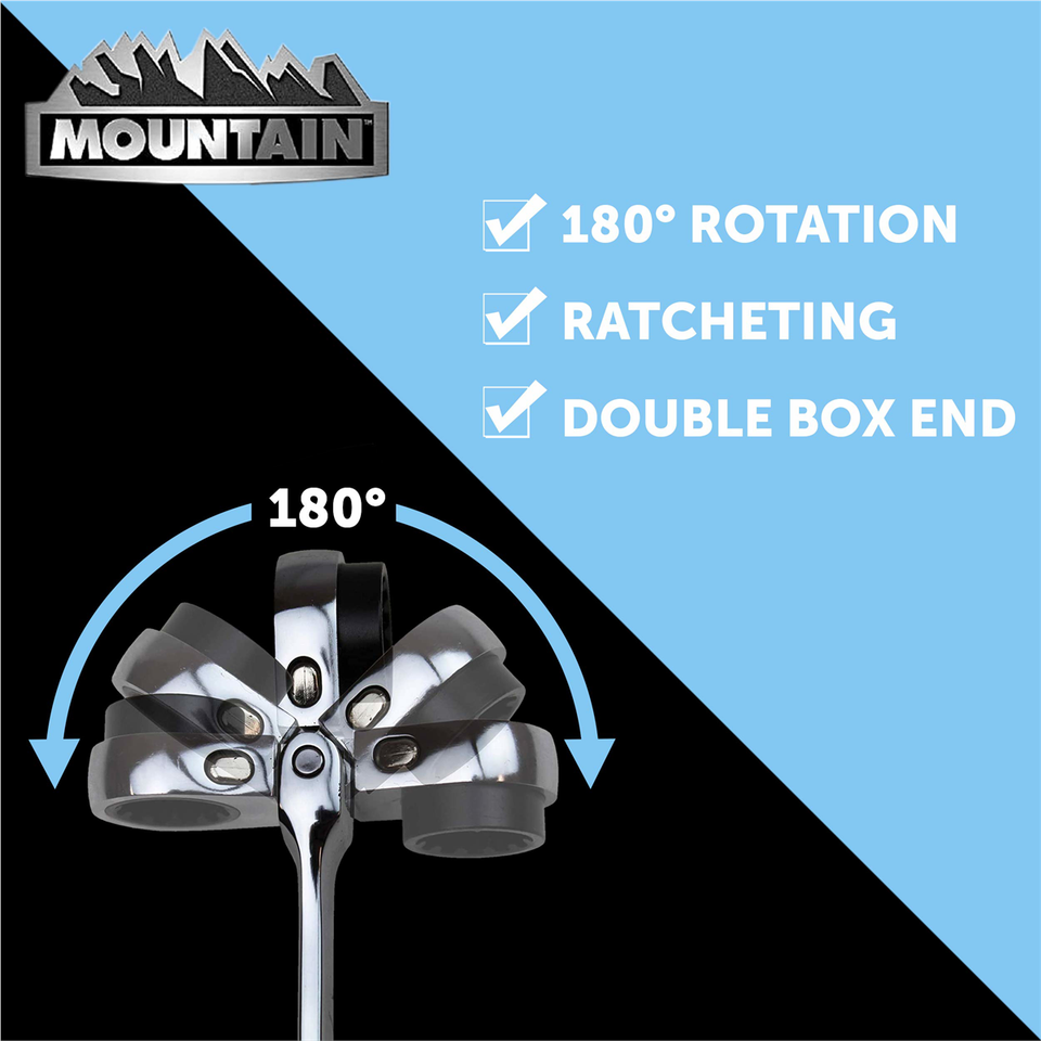 Mountain RM6, 5 Piece Metric Reversible Spline Ratcheting Wrench Set ...