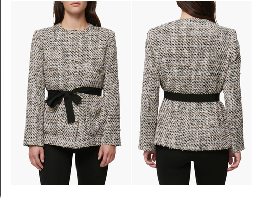 Maje Venalta Tweed-effect Collarless Belted Jacket Size:38/S $525 NWT ...