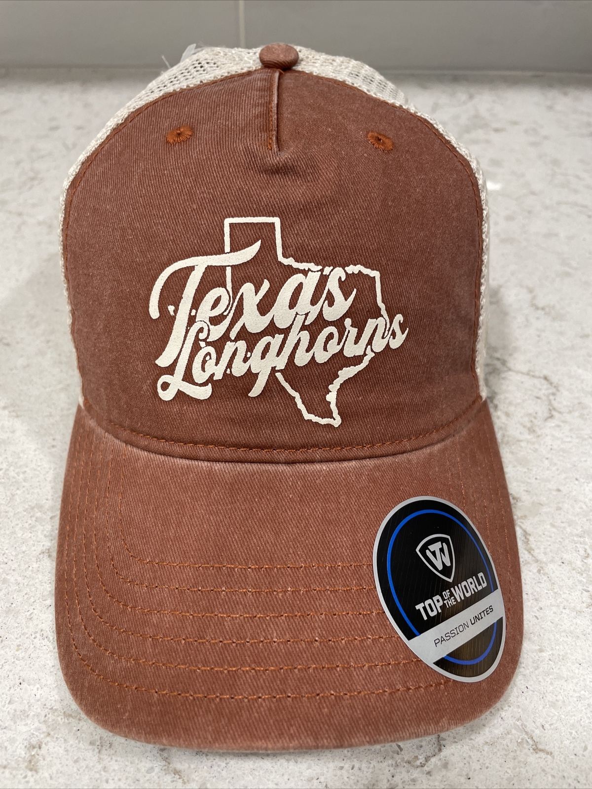 UT TEXAS LONGHORNS Adjustable Soft Mesh Trucker Hat Cap Washed Orange ...