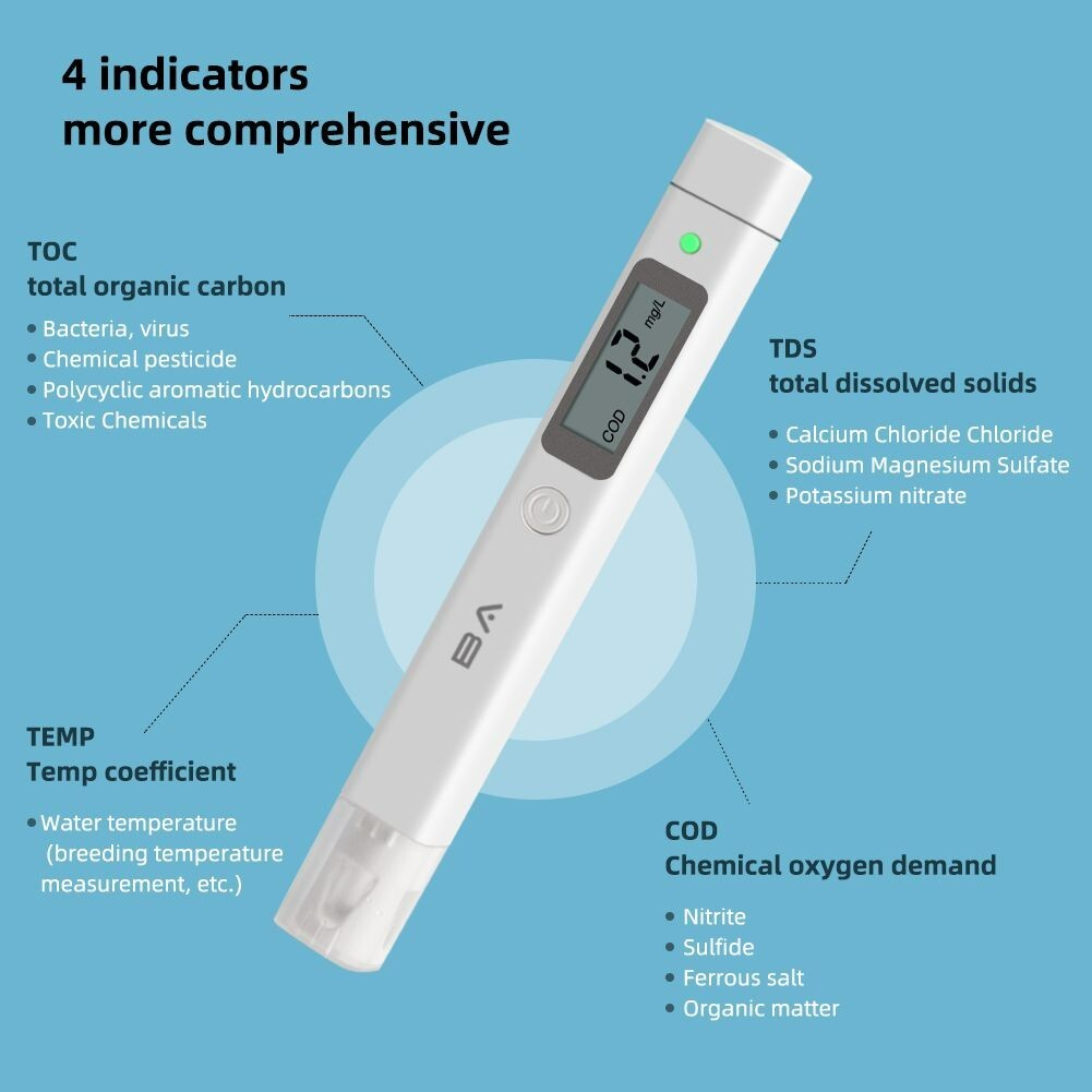 Digital Water Meter Portable TOC COD TEMP Tester Laboratory Aquarium 0 ...