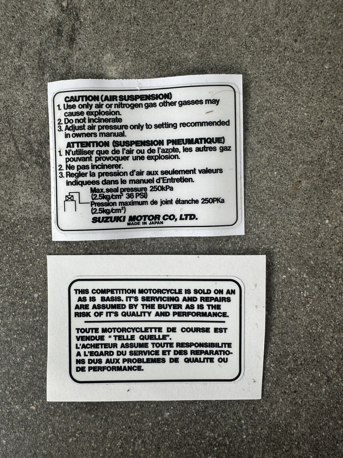 Suzuki 1980 RM80 Safety WARNING Decal Set / Sticker Kit | eBay