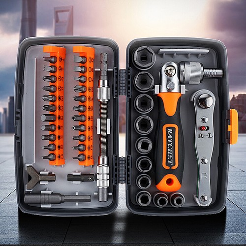 38Pcs Mini Ratchet Screwdriver Multi Tool Bits Set 1/4" Drive Socket ...