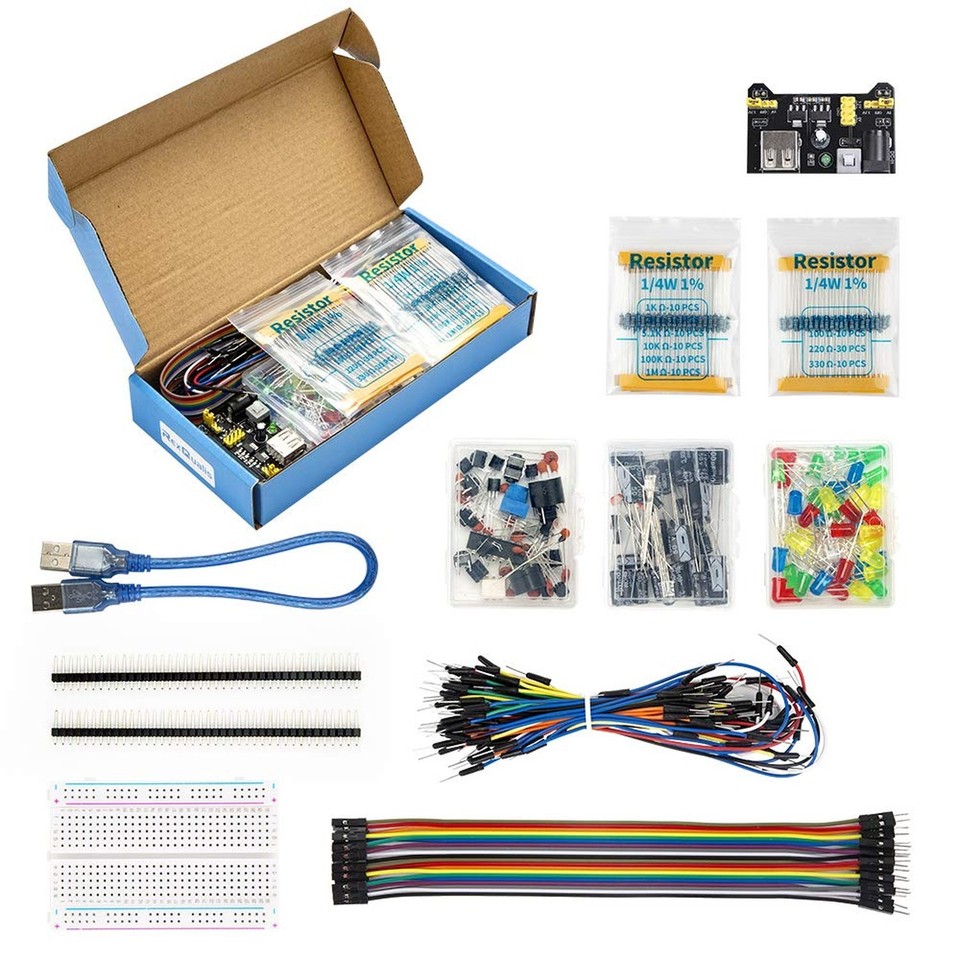 Electronics Basic Kit w/Power Supply Module, Breadboard, Jumper Wire ...