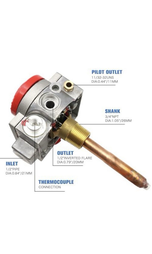Gas Water Heater Control Valve 110-326 W/Copper Probe Thermostat | eBay