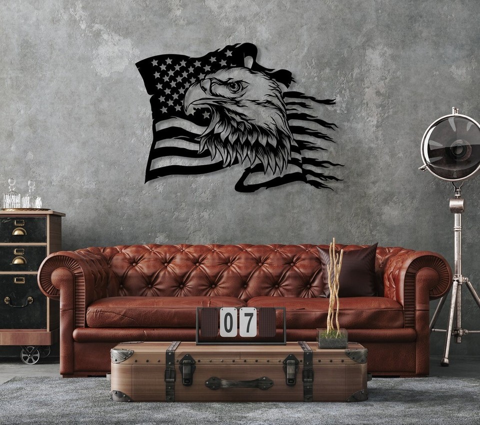 American Eagle Metal Signs, US Large Metal Eagle Wall Art Decor ...