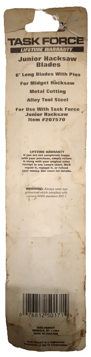 Task Force TF 5-Pack Junior Hacksaw Blades - New In Package | eBay