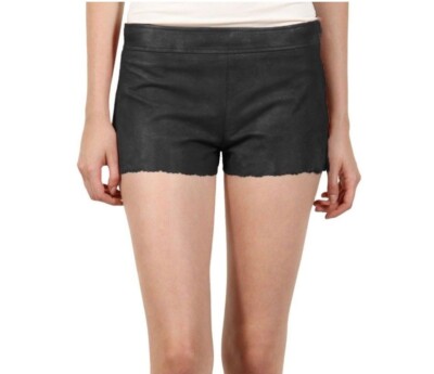 Comfort Women Black Genuine Lambskin Leather Shorts Elegant Prom ...