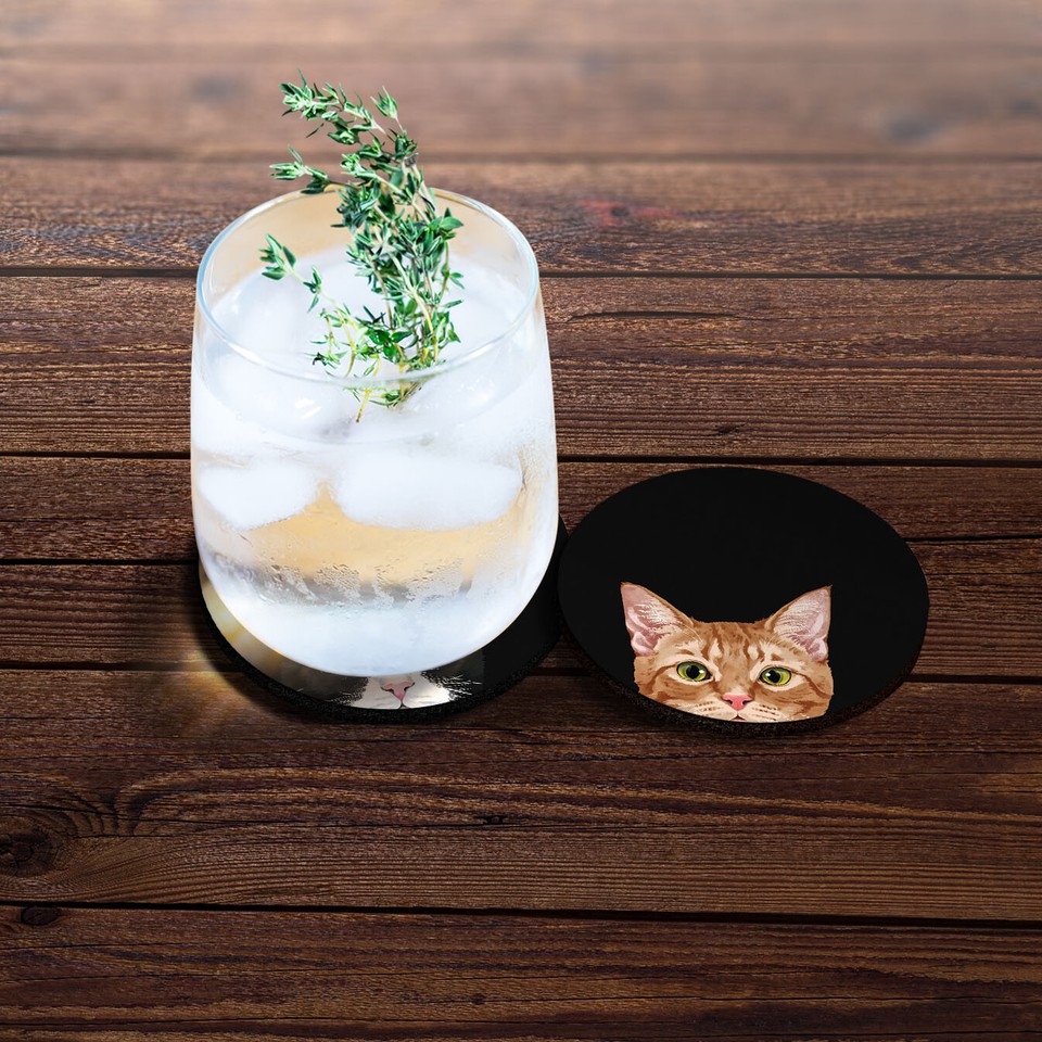 2 Pcs Set Animal Neoprene Fabric Felt Round Car Coaster For Drinks Cup ...
