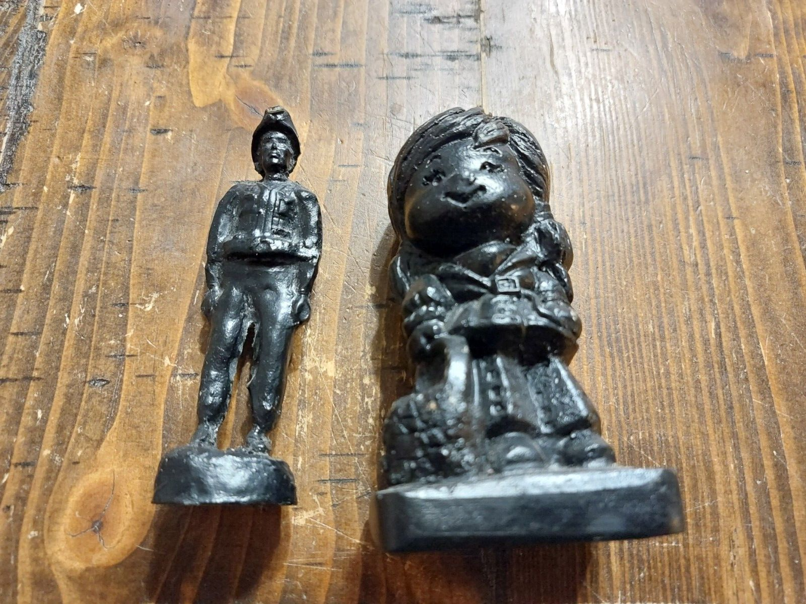 Vintage Expertly Hand Carved Coal Miner AND DAUGHTER Figurines Made Of ...
