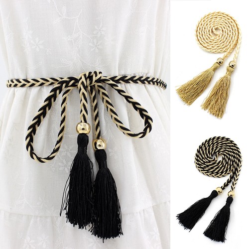 Style Braided Tassel Skinny Belt Waist Rope Chinese Thin Waistband ...