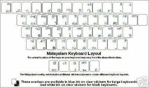 Malayalam Keyboard Stickers White Letters Reverse Print | eBay