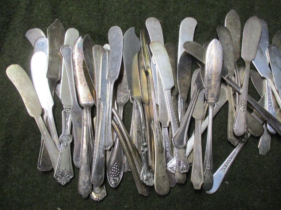 75 Silver Plate BUTTER Knife Knives Lot. mixed cond. | eBay