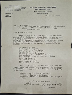 1925 NACA ALS Charles D. Walcott Early Aviation History | Orville ...