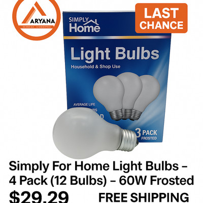 Simply For Home Light Bulbs – 4 Pack (12 Bulbs) – 60W Frosted ...
