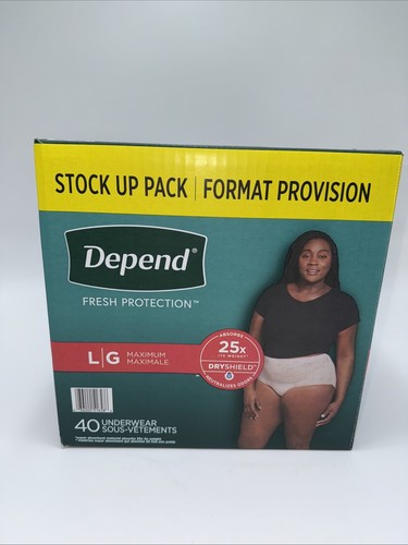 Depend Fresh Protection Women's Underwear, Large, 40ct STOCK UP PACK ...