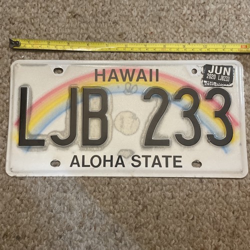 2010s Hawaii License Plate LJB 233 Black/White Aloha State Rainbow Good ...