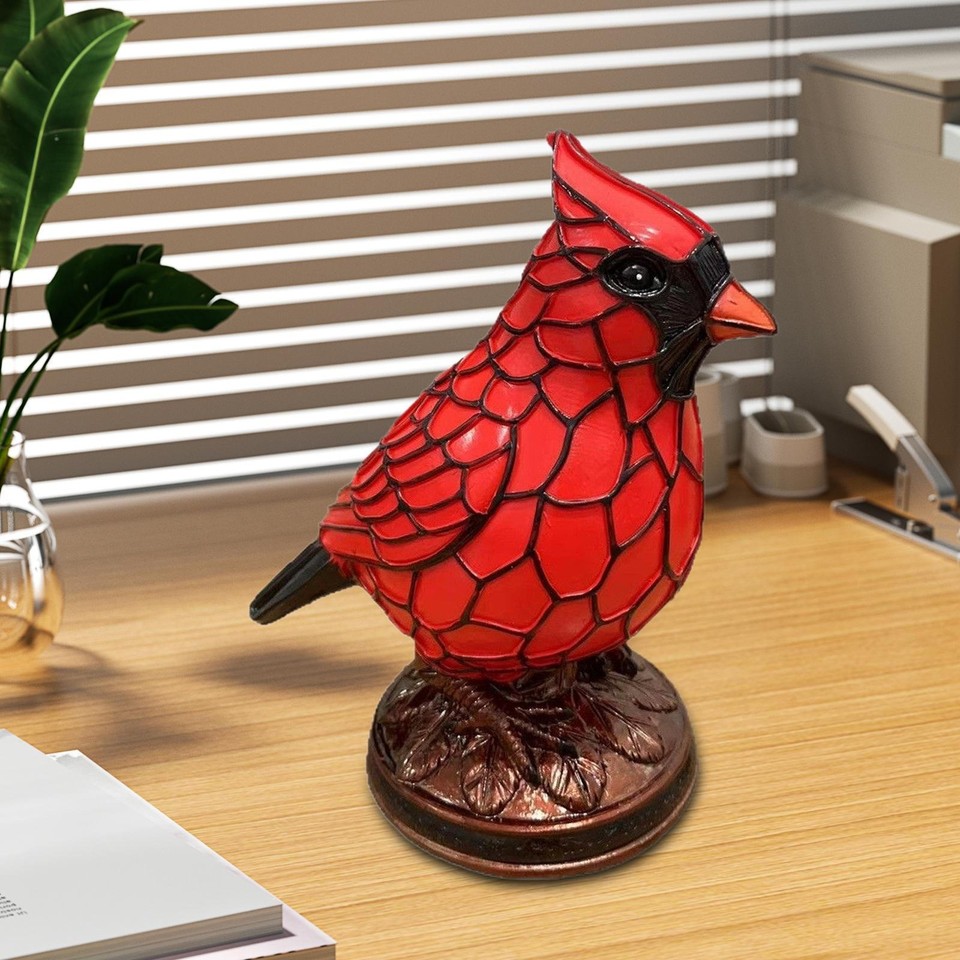 Cardinal Bird Desk Lamp Red Resin Bird Lamps For Christmas Art ...