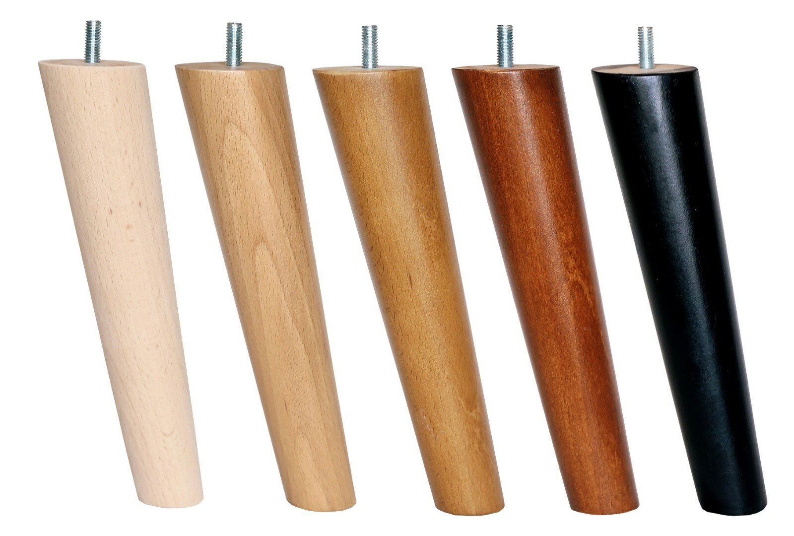 4x Wooden Angled Round Cone Tapered Furniture Legs Feet For Sofa Stool ...