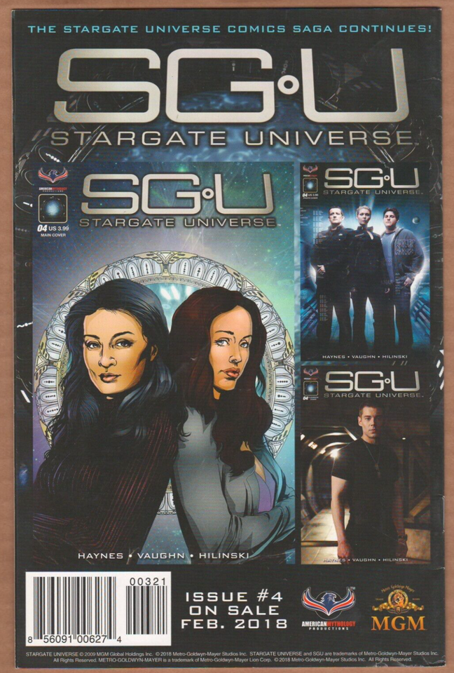 Stargate Universe Back to Destiny #3 Comic American Mythology VARIANT ...