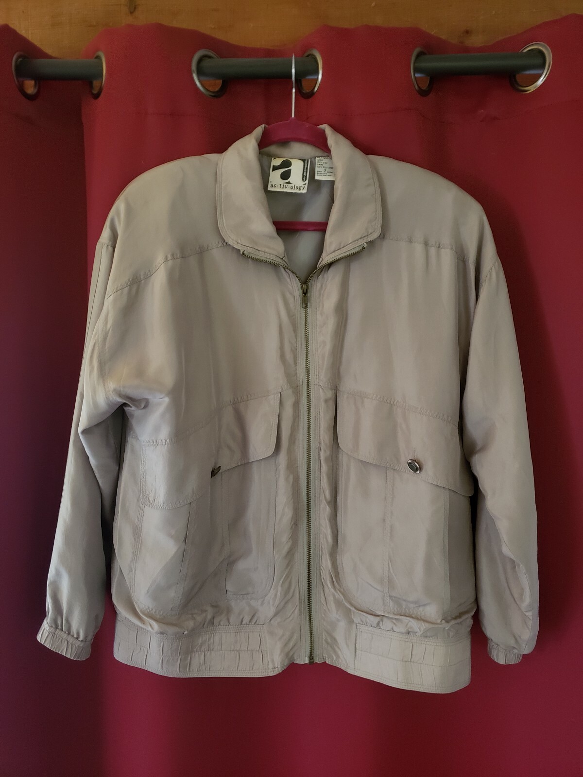 Ac-tiv-ology Activology Silk Taupe Lightweight Jacket Sz Small- Bomber ...