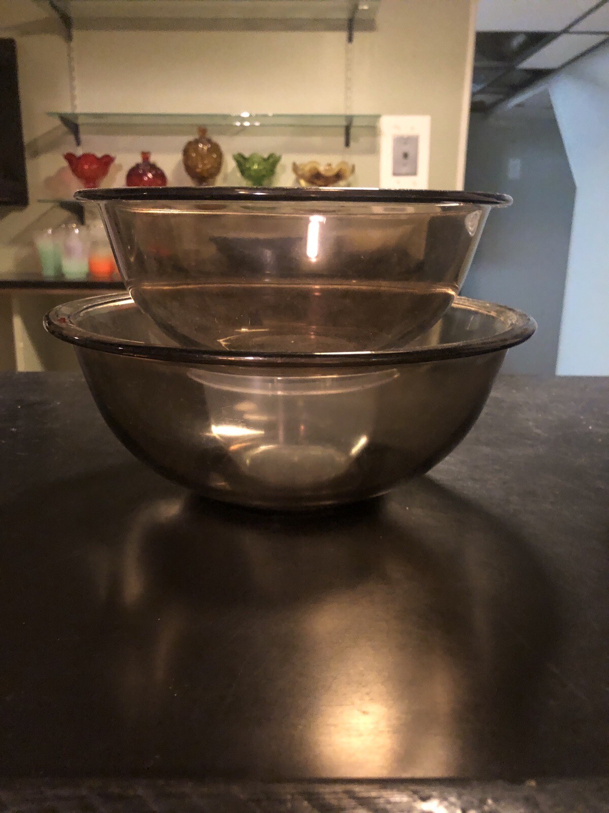 Vintage Pyrex Fireside Amber Glass Mixing Bowls 323 325 Set of 2 1970s ...