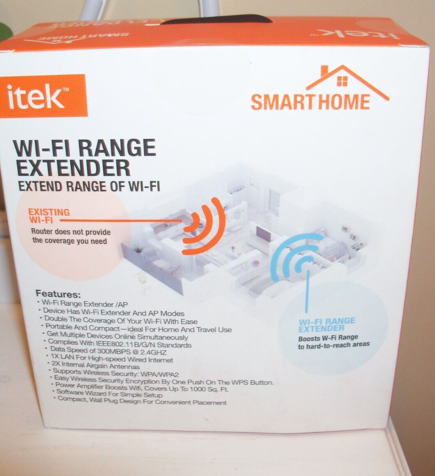 itek Smart Home Wi-Fi Range Extender Double Wi-Fi Coverage & Eliminate ...