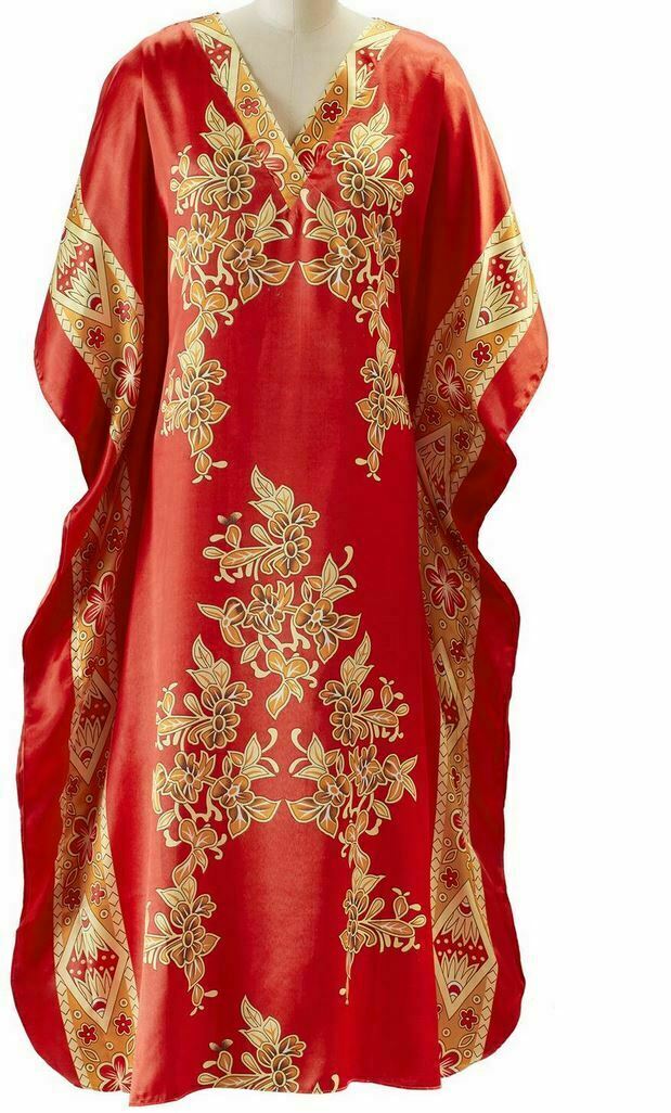Ashro Red Gold Blare Long Caftan Dress Ethnic Inspired African American ...