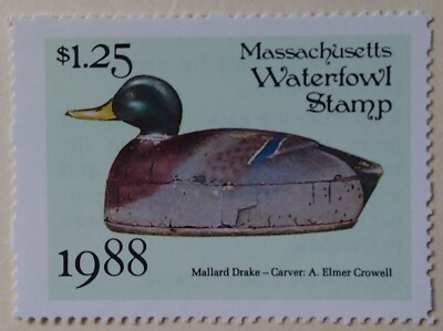 Massachusetts State Duck Stamp, 1988, sc#MA15, Mint, Never Hinged, OG ...