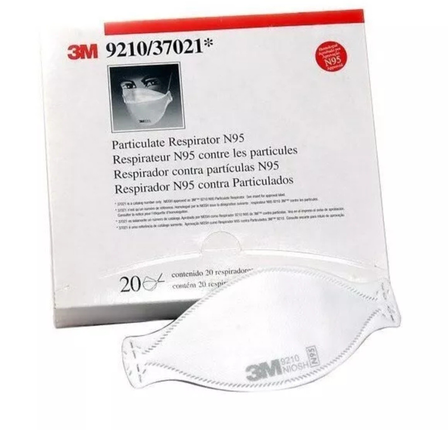 3M 9210/37021 N95 Particulate Respirator Mask - Box of 20 for sale ...