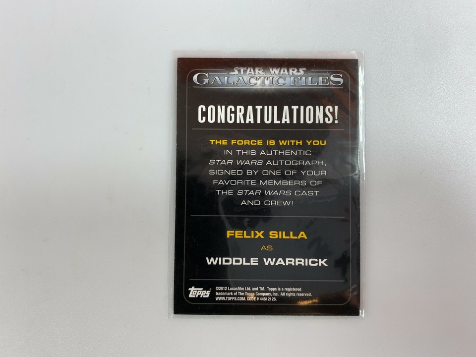 Felix Silla as Widdle Warrick Star Wars Galactic Files Auto Card 2012 ...