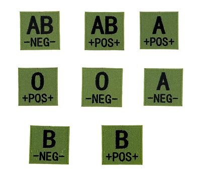 Patch AB+ AB- A+ A- B+ B- O+ O- blood group patches CAMO army airsoft ...