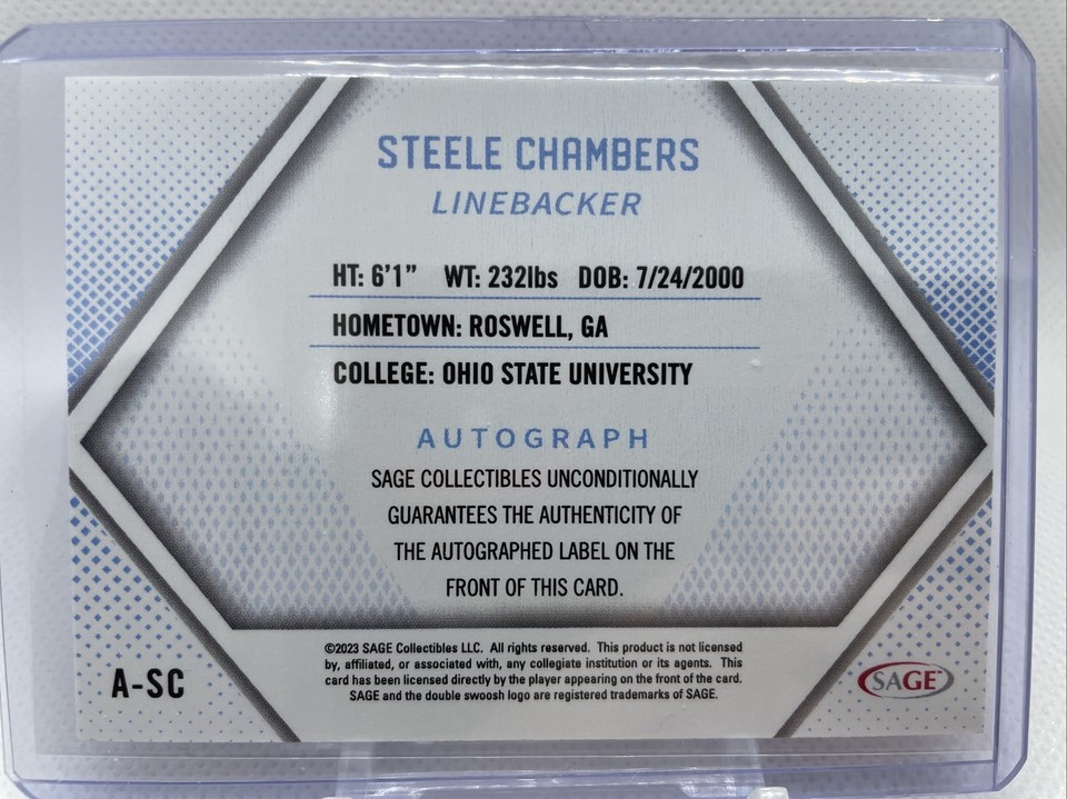 2023 SAGE Low Series Steele Chambers Red Foil Auto Rookie RC Ohio State ...