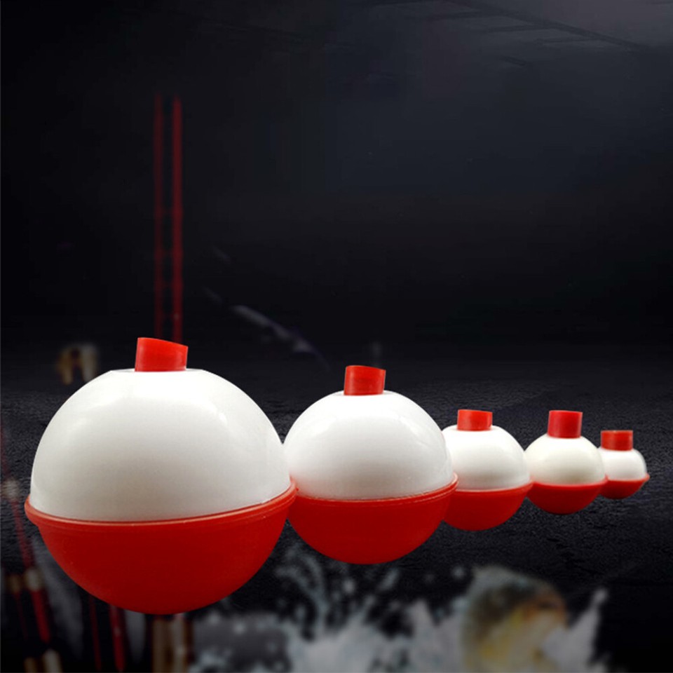 50pcs/set Fishing Bobbers Round Floats Red White Buoy Float lot Snap On ...