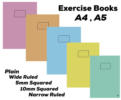 School Exercise Notebooks | Ruled, Square & Plain | A4/A5 Homework ...