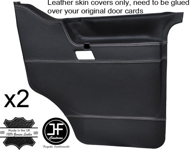 WHITE STITCH 2X FRONT DOOR CARD LEATHER COVERS FITS VW T4 TRANSPORTER ...