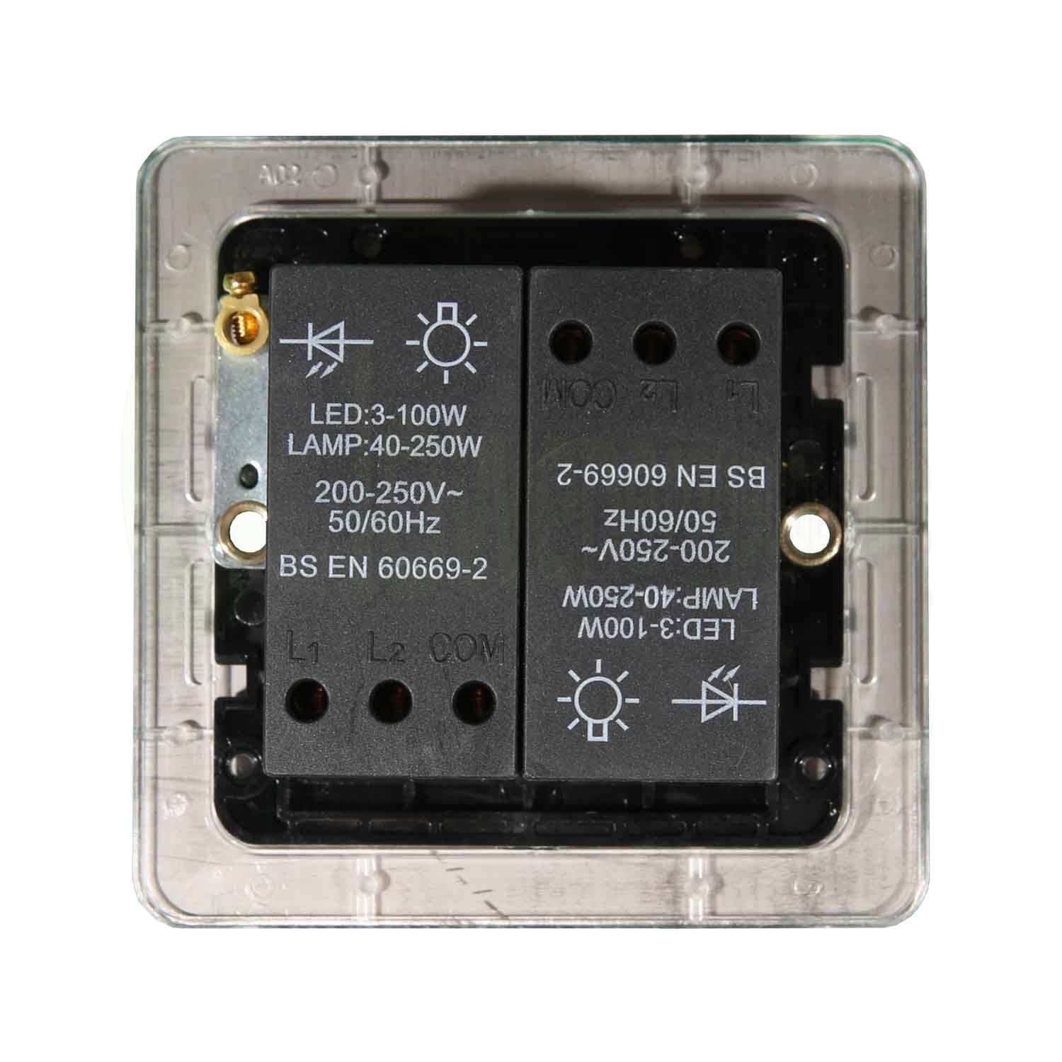 LED Dimmer Switch Single Double Light Switch Dimmable White Chrome 3W ...