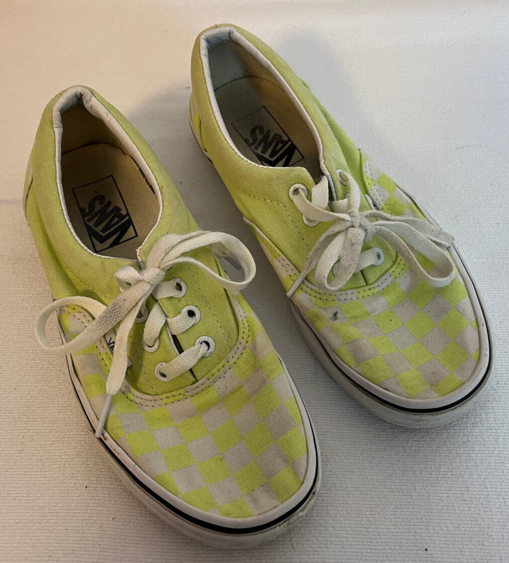 Vans Lime Green & White Checkerboard Sneakers Tennis … - Gem