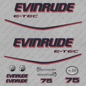 Evinrude 75 hp ETEC outboard engine decals sticker set reproduction ...