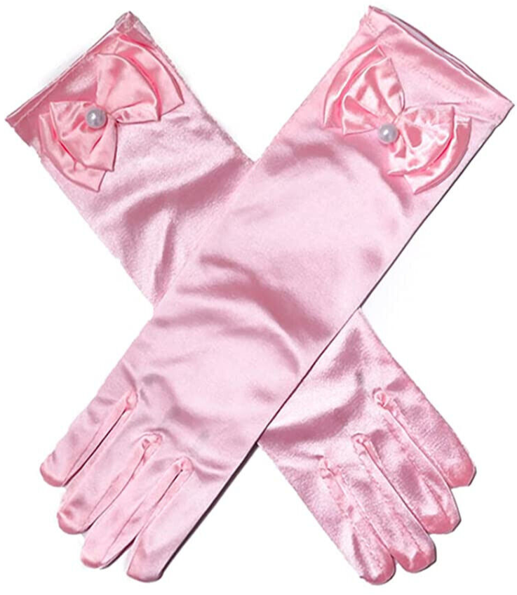 Child Pink Elbow Gloves long formal pageant girl dress up kid princess ...