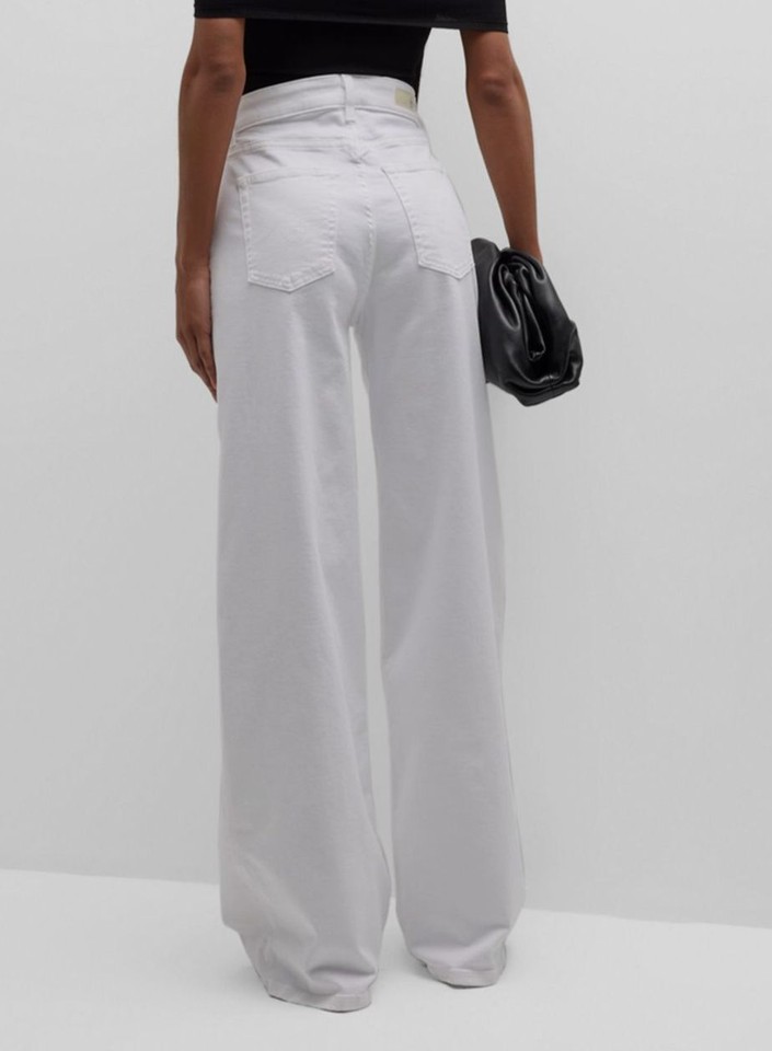 AG Jeans Women's White Deven High-Rise Ultra Wide-Leg Jeans Pants Size ...