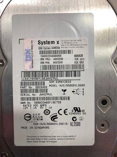 IBM 44W2245 44W2244 44W2248 ST3600057SS 9FN066-039 IBM 600GB 15K 6G SAS ...