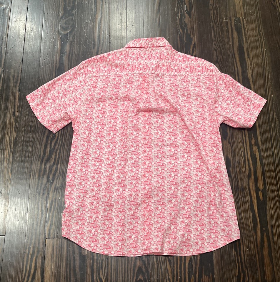 Vineyard Vines Short Sleeve Button Down Shirt Men’s Medium Pink White ...