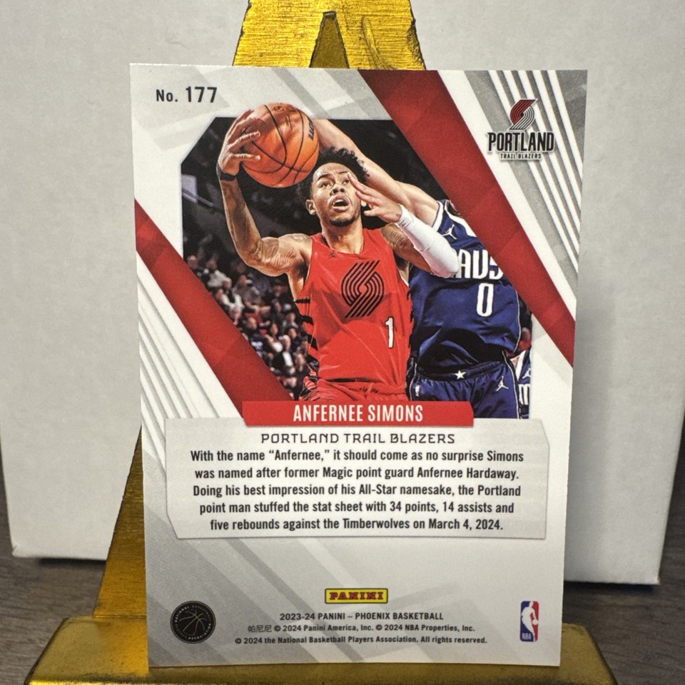 Anfernee Simons Portland Trail Blazers TEAL LASER - 2023-24 Panini ...