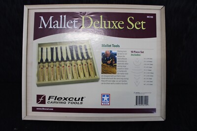 Flexcut Carving Tools Mallet Deluxe Set MC100 10-Piece Set Exterior Box ...